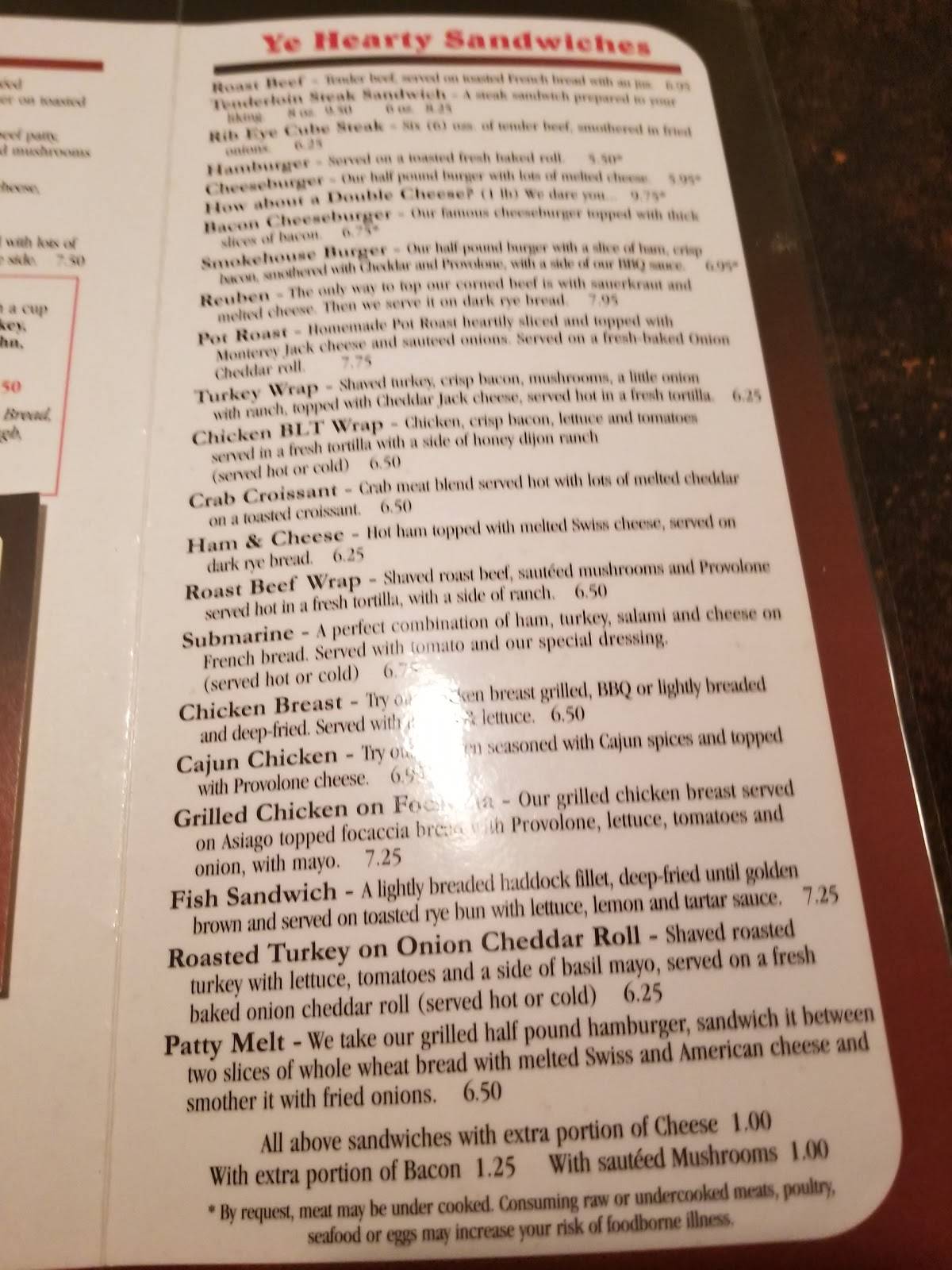 Menu at Friar Tuck's pub & bar, Manitowoc