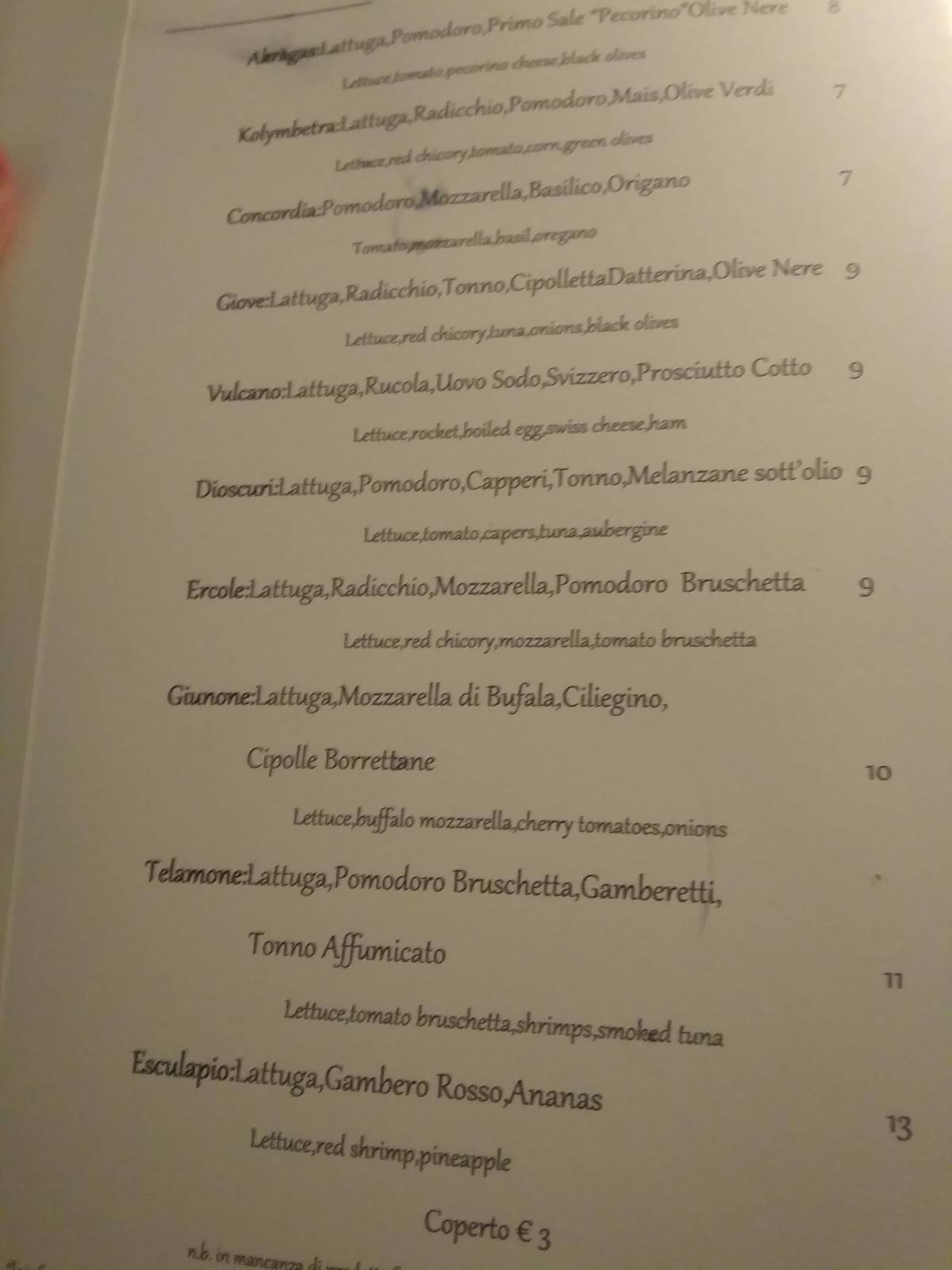Menu da Il Molo pub & bar, San Leone, Lungomare Falcone - Borsellino