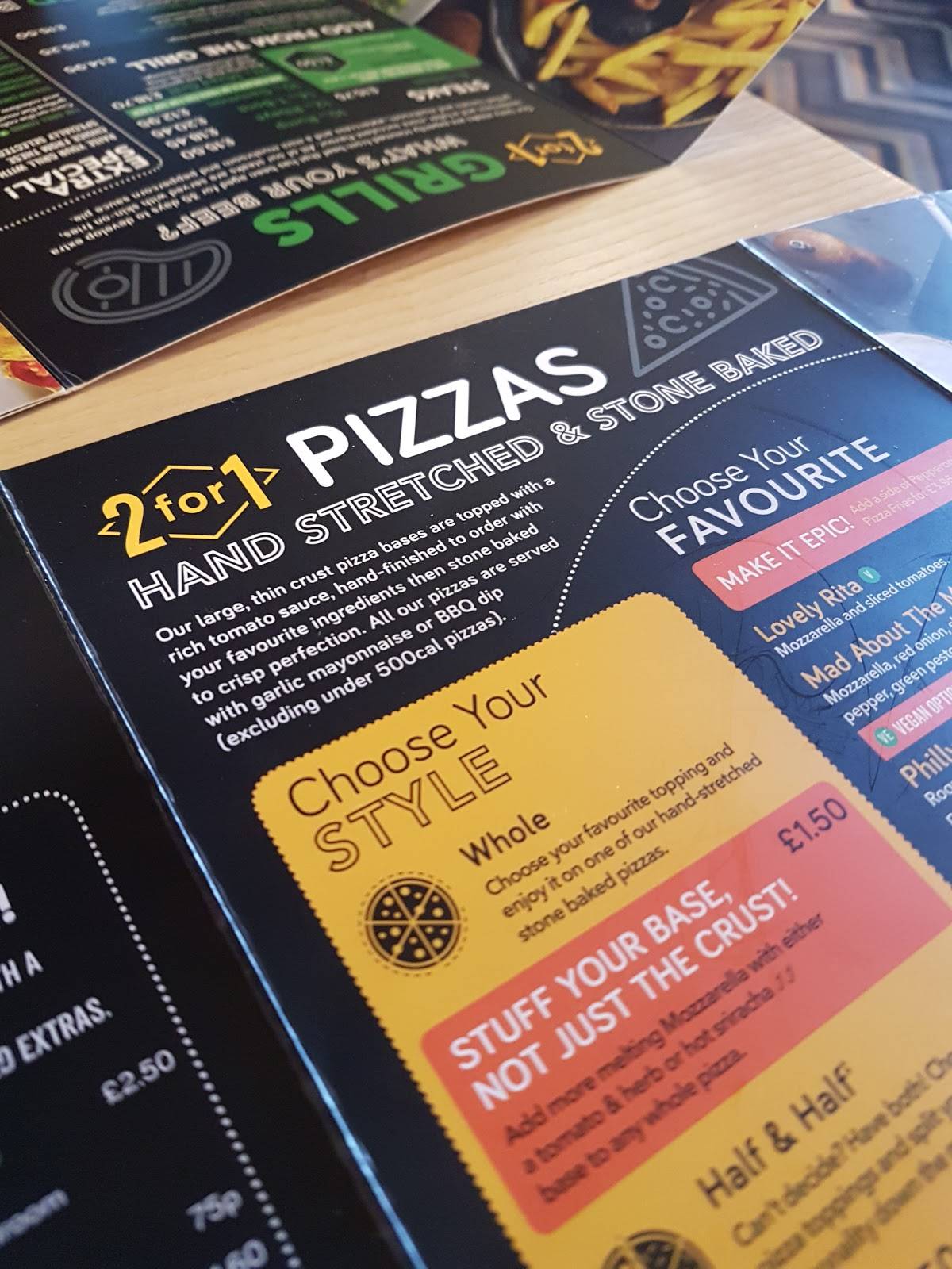 Menu at Milestone pub & bar, Hinckley