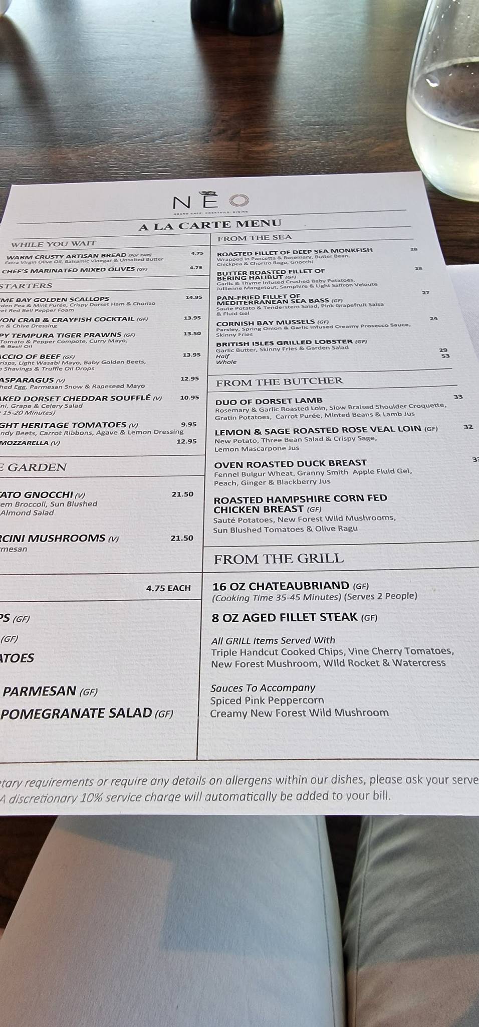 Menu at NEO Restaurant & Cocktail Lounge, Bournemouth