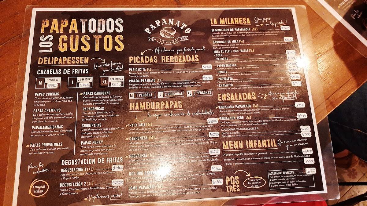 Carta de Papanato – Bar de papas [Villa Allende], Villa Allende