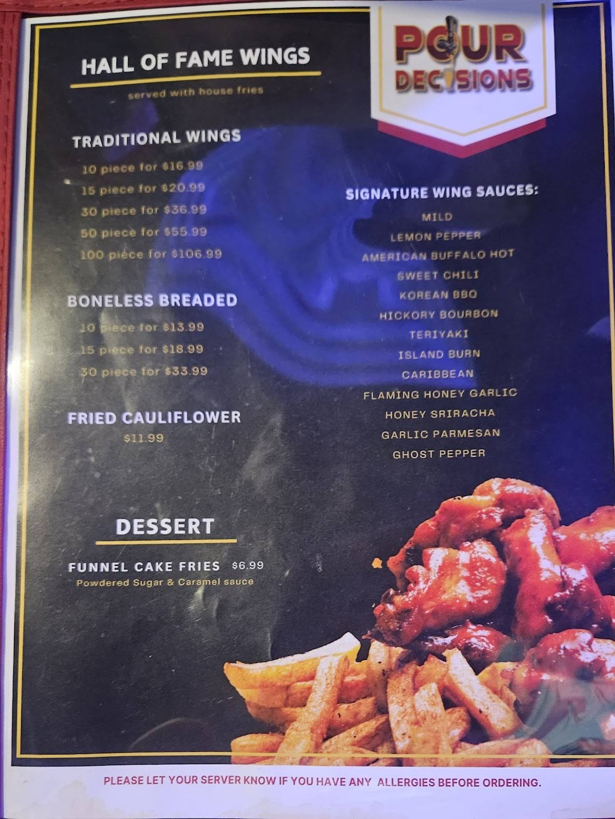 Menu at Pour Decisions Sports Bar, Columbus