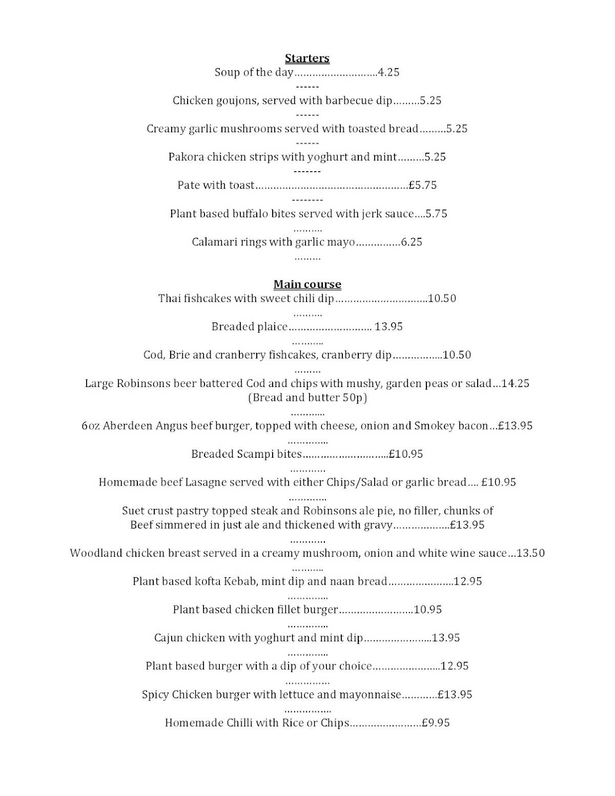 Menu at Red Bull, Church Lawton pub & bar, Stoke-on-Trent, Congleton Rd S