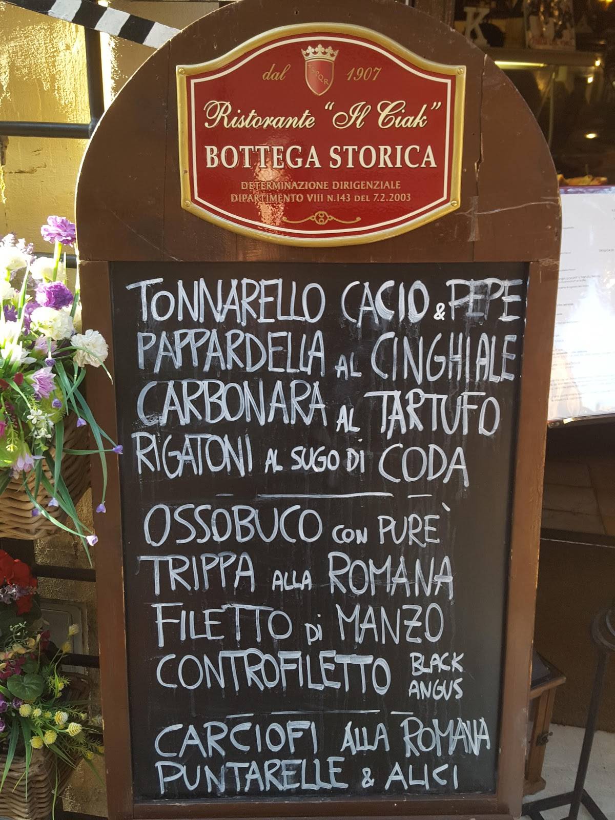 Menu da Ristorante Il Ciak, Roma