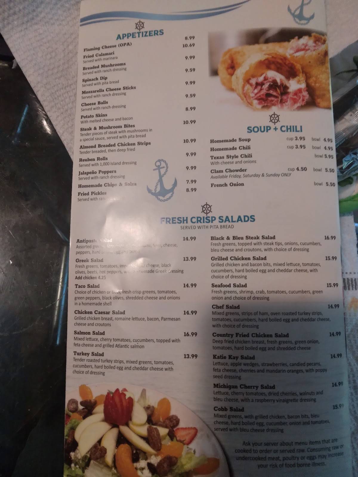 Menu at Riviera Restaurant & Bar, Marine City