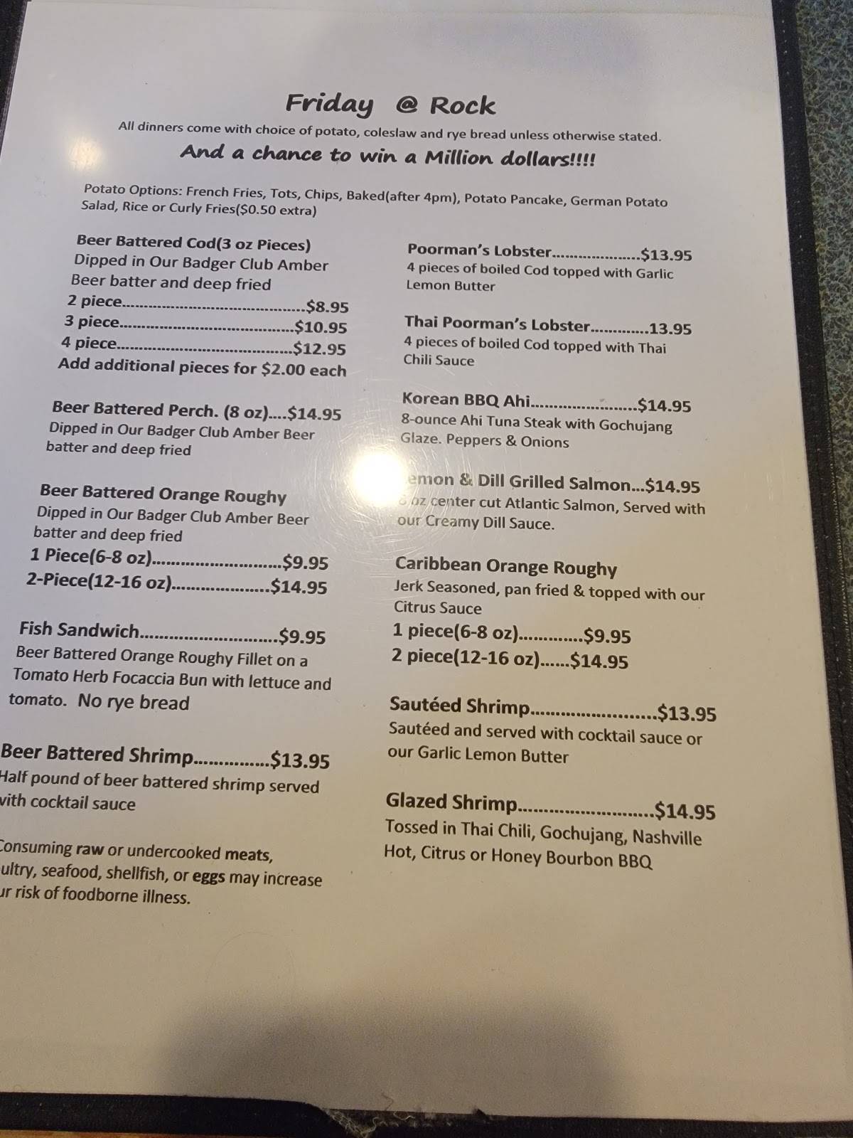 Menu at The Field House Bar and Grill, USA, N11710 WI-175