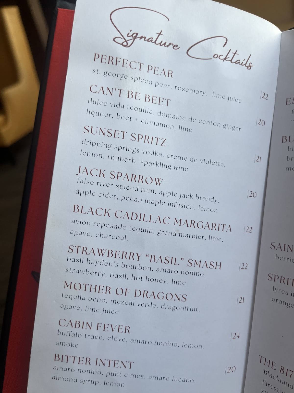Menu at SĒR Steak + Spirits pub & bar, Dallas