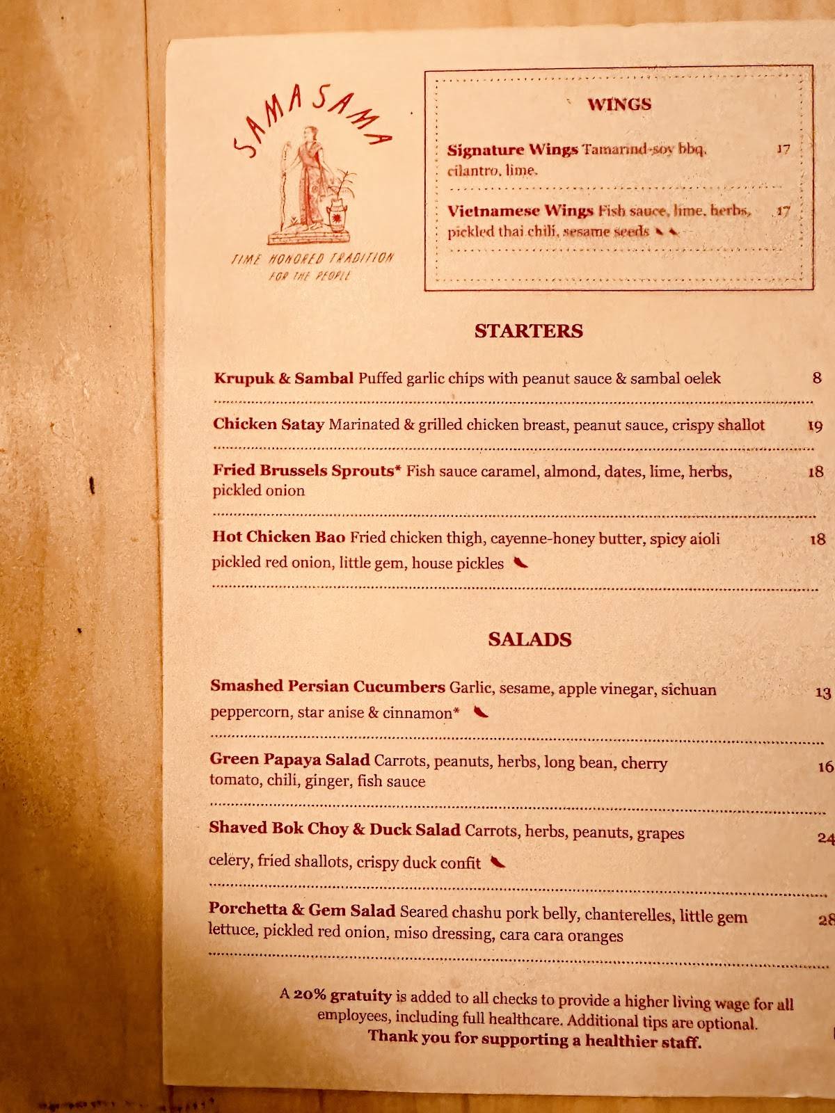 Menu at Sama Sama Kitchen pub & bar, Santa Barbara