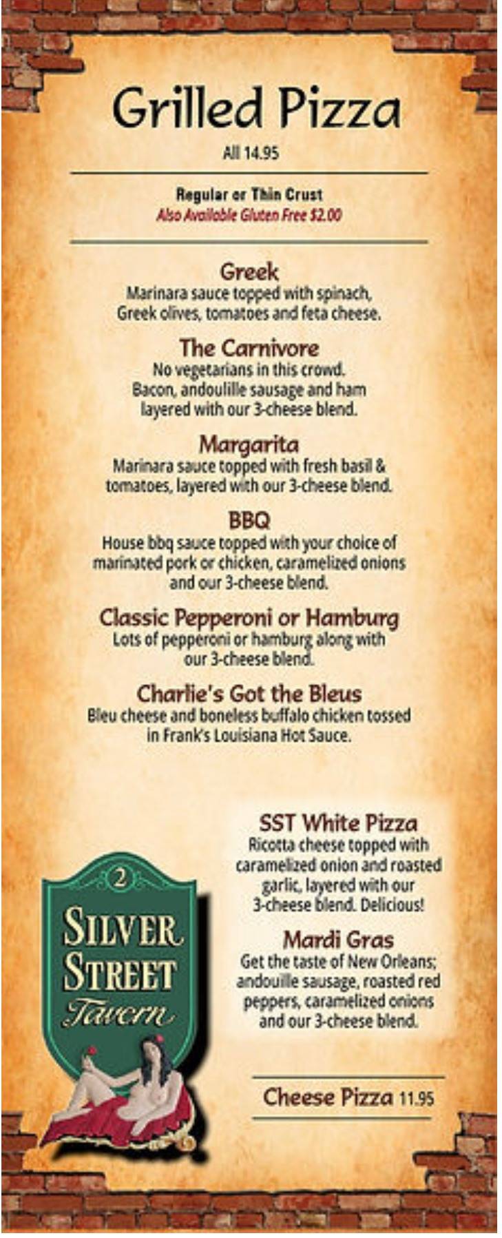 Menu at Silver Street Tavern & Restaurant, Waterville