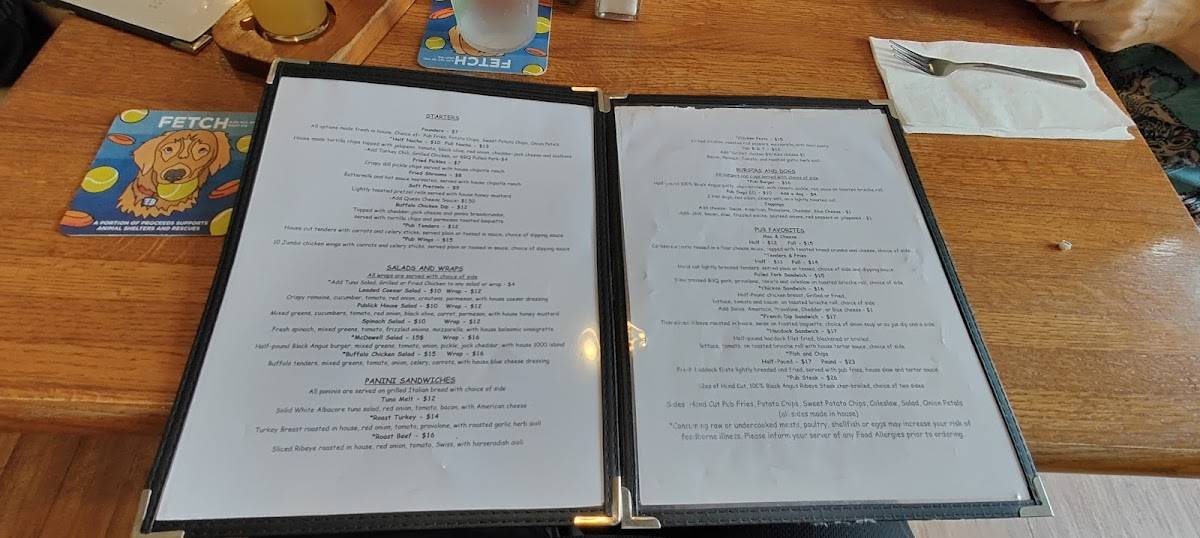 Menu at Springvale Publick House, Sanford