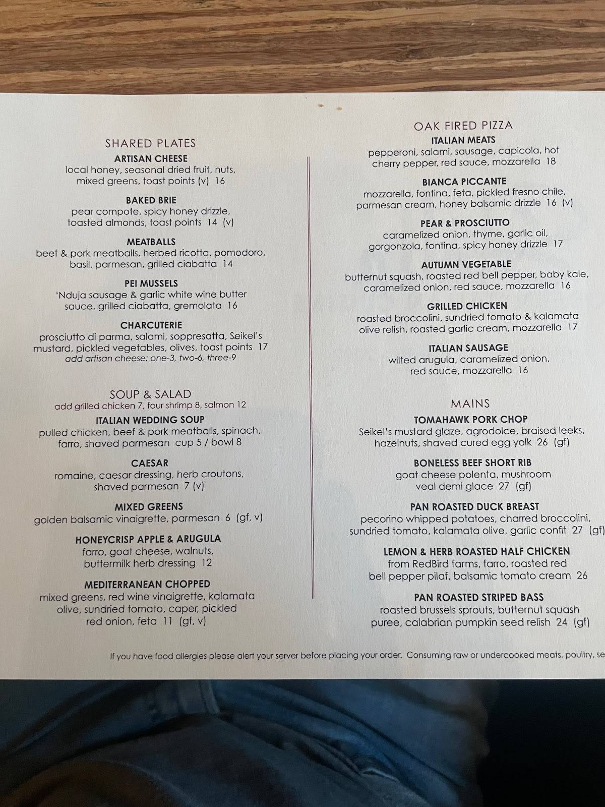Menu at Stella Modern Italian Cuisine pub & bar, Oklahoma City