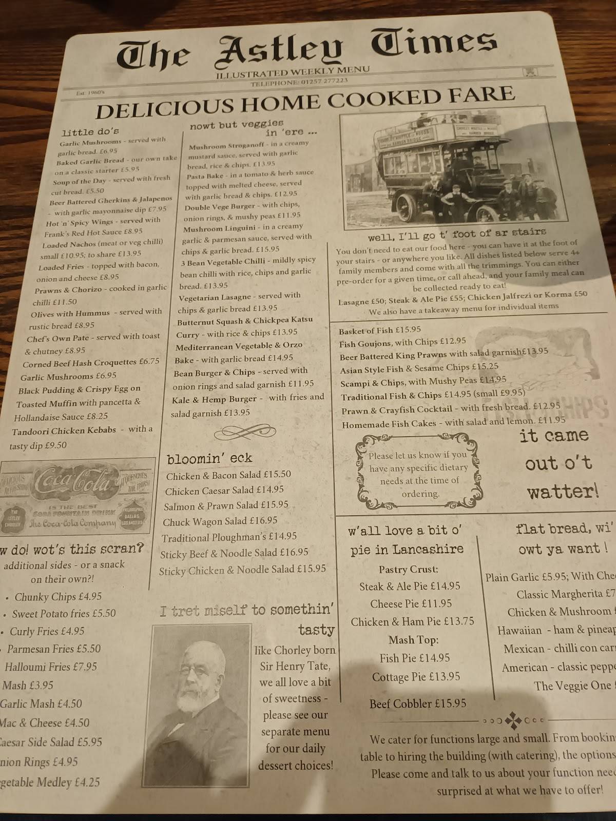 Menu at The Astley pub & bar, Chorley