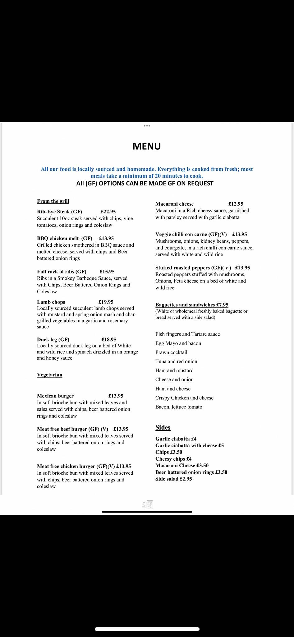 Menu at The Blue Boar Pub and Tearoom, Walsham le Willows