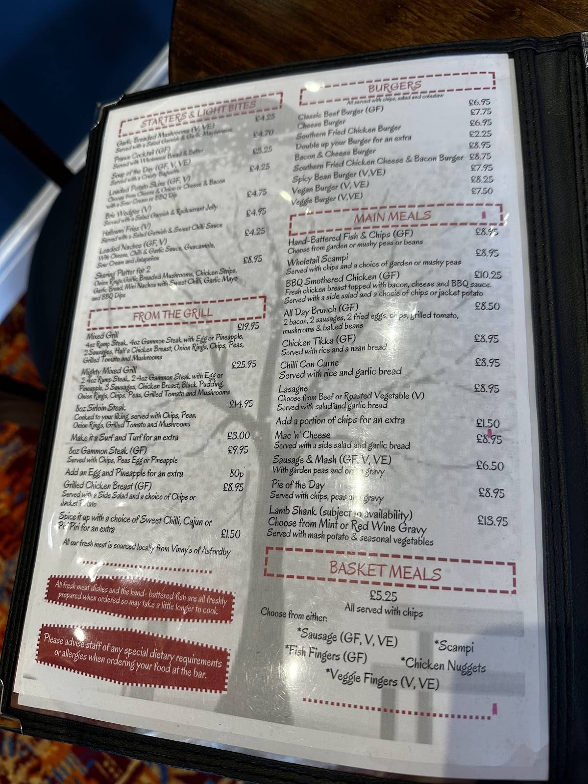 Menu at The Cherry Tree pub & bar, Melton Mowbray