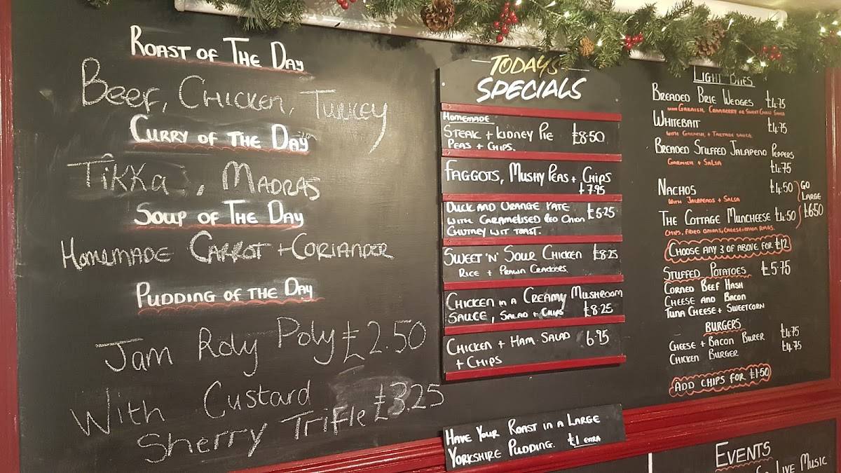 Menu at The Cottage Inn pub & bar, Kenilworth