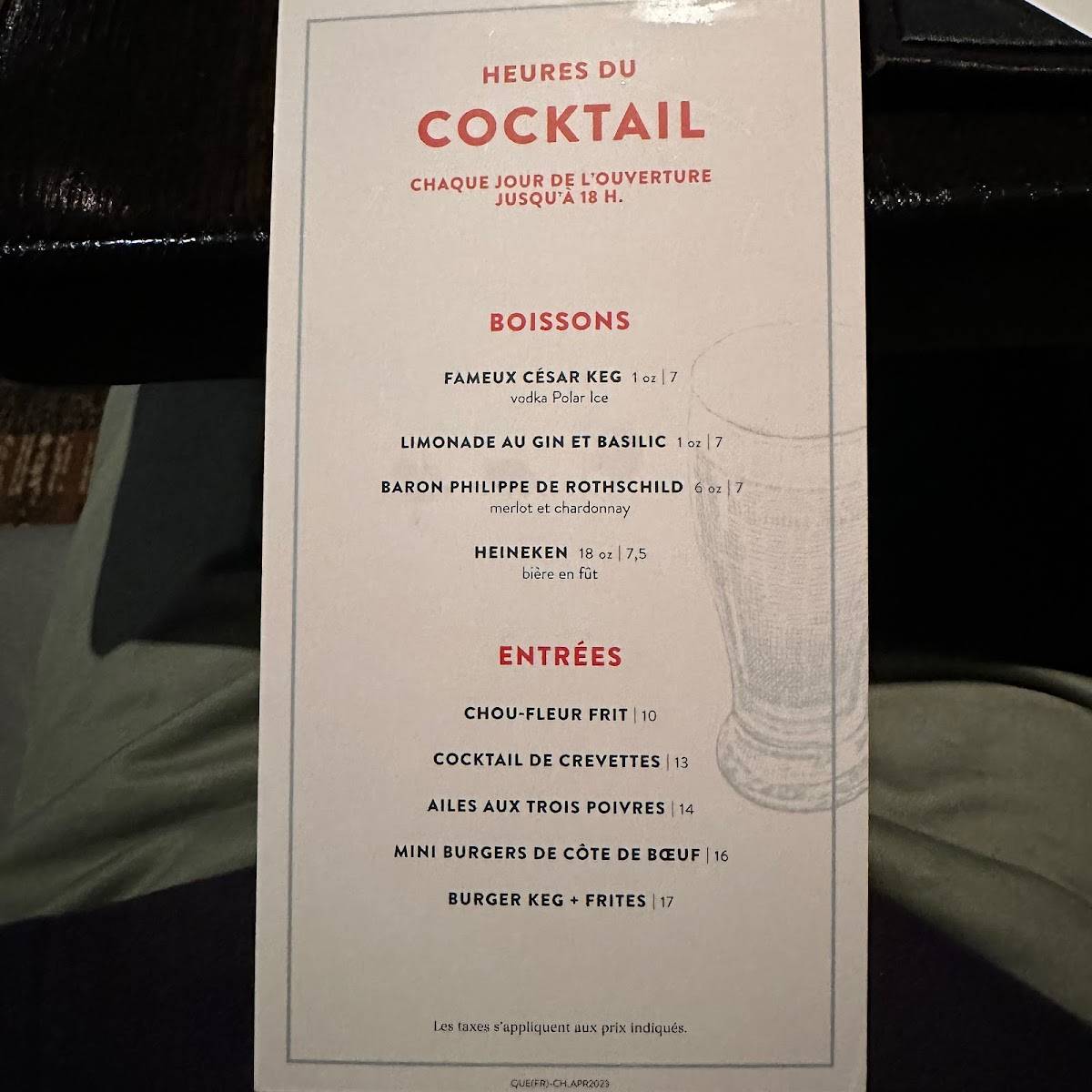 Menu au The Keg Steakhouse & Bar - Laval, Laval