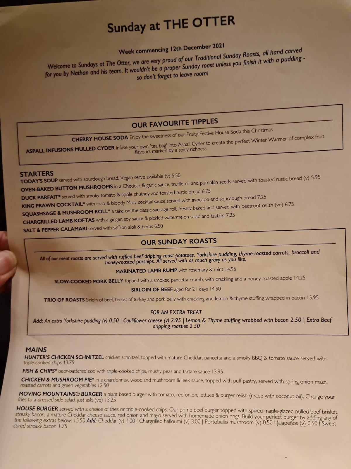 Menu at The Otter pub & bar, Kegworth