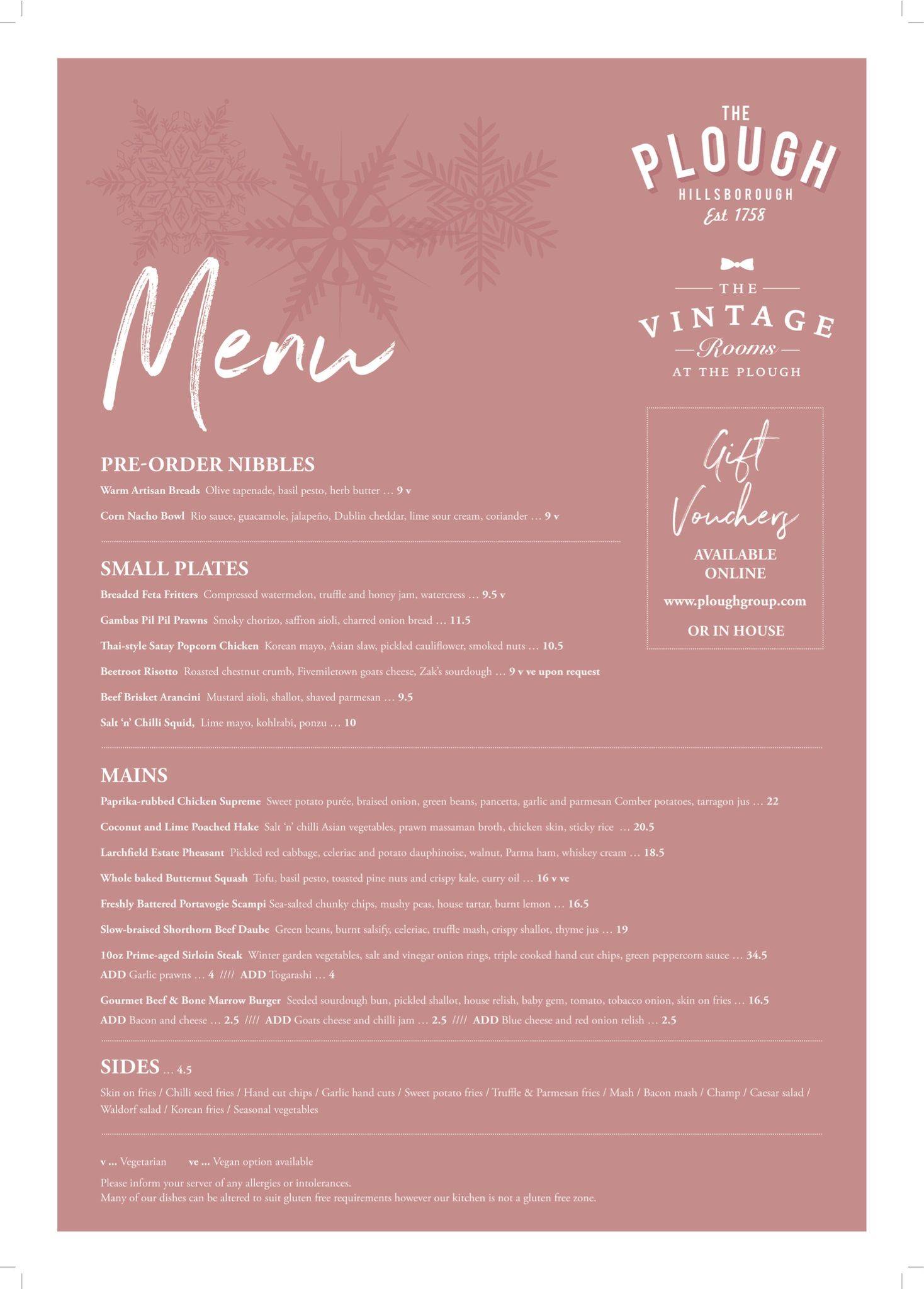 Menu at The Plough Inn pub & bar, Hillsborough