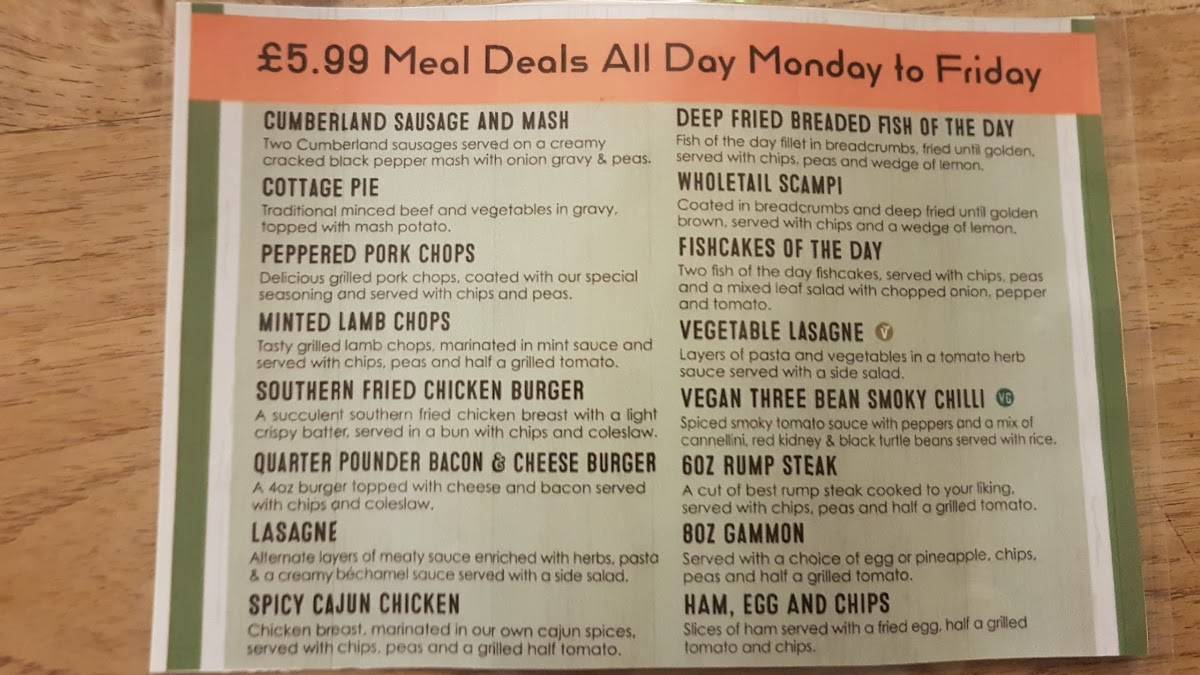 Menu at The Ragley Boat Stop pub & bar, Derby