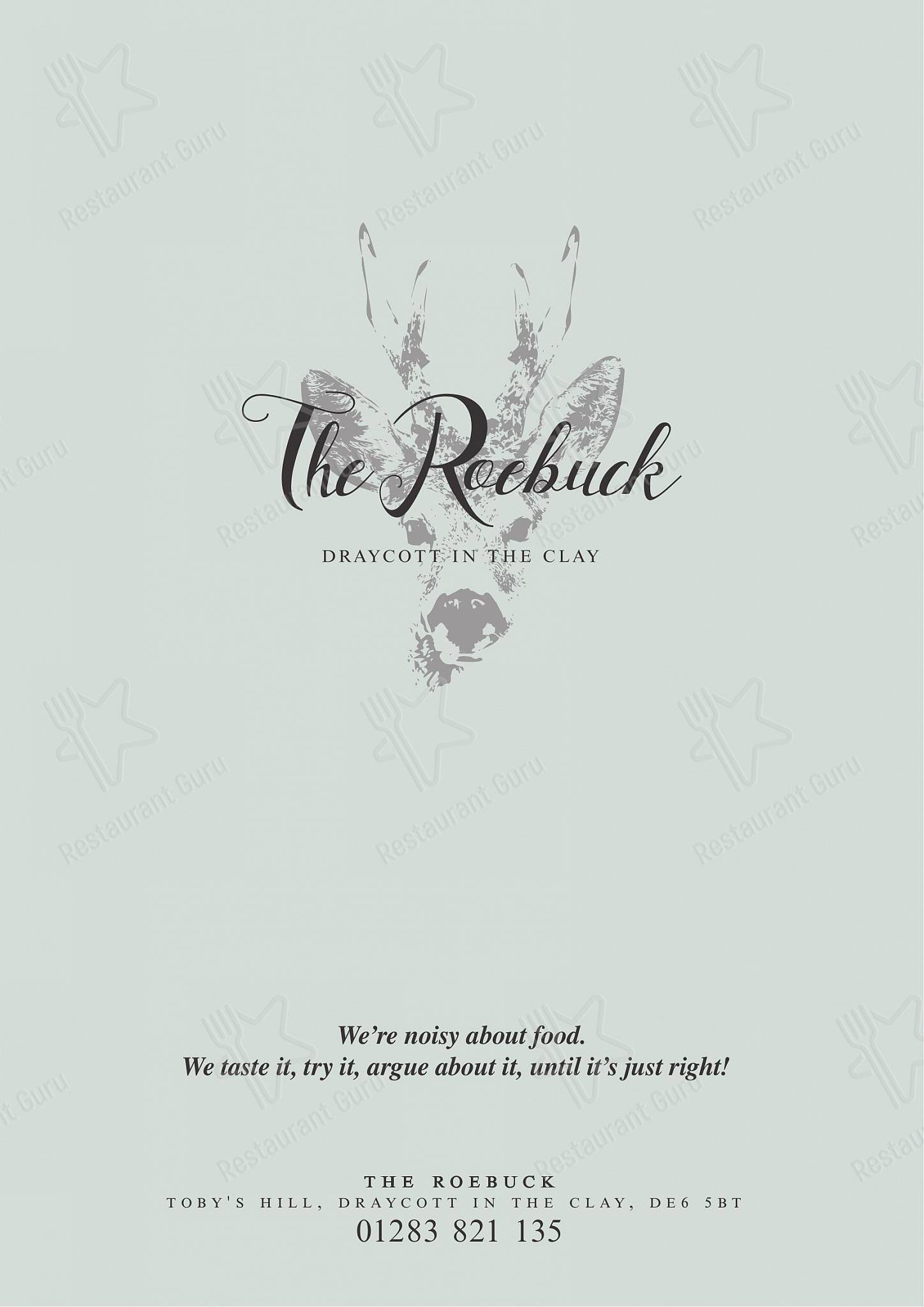 Menu at The Roebuck pub & bar, Draycott in the Clay