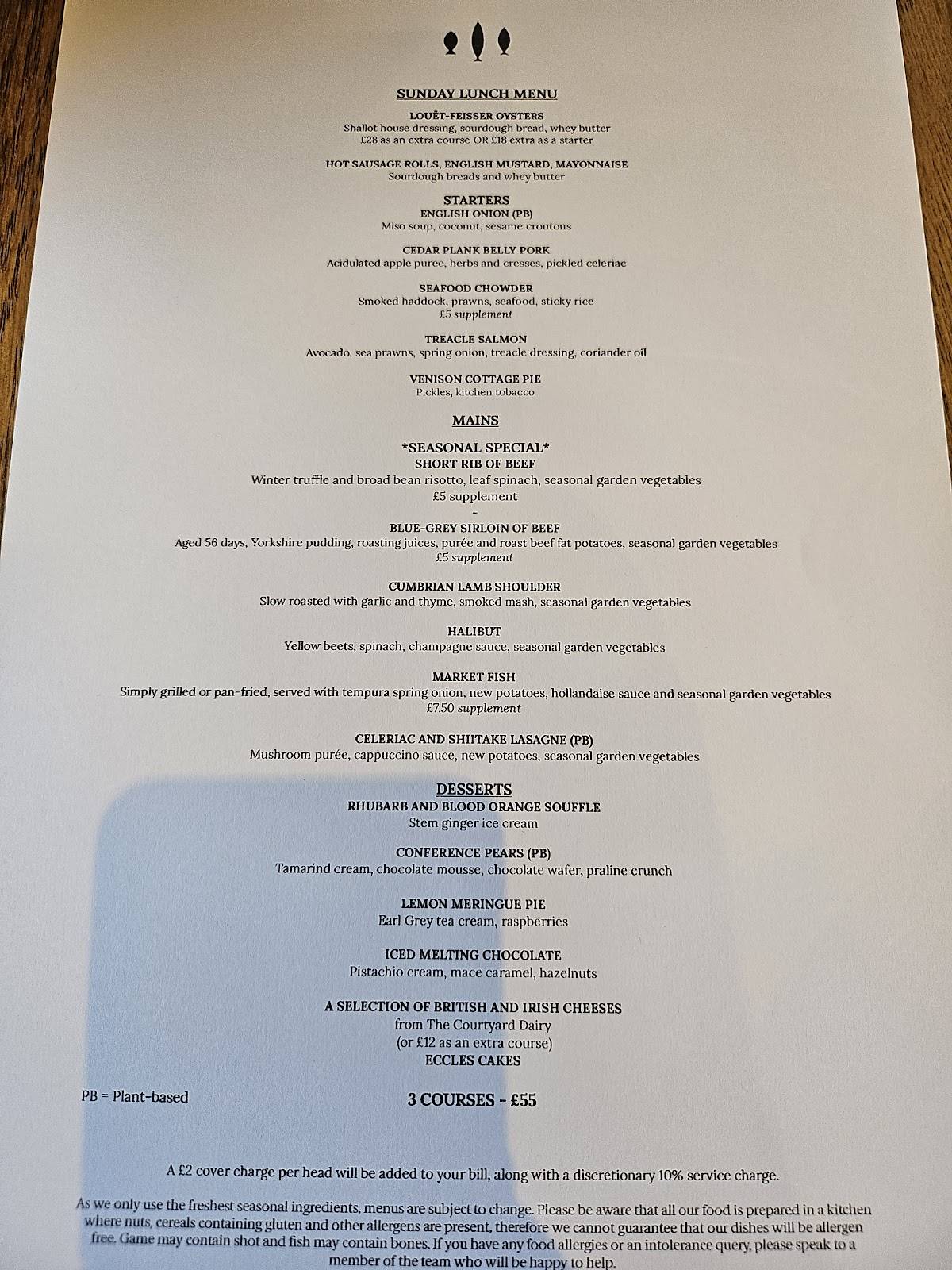 Menu at The Three Fishes pub & bar, Clitheroe, Mitton Rd