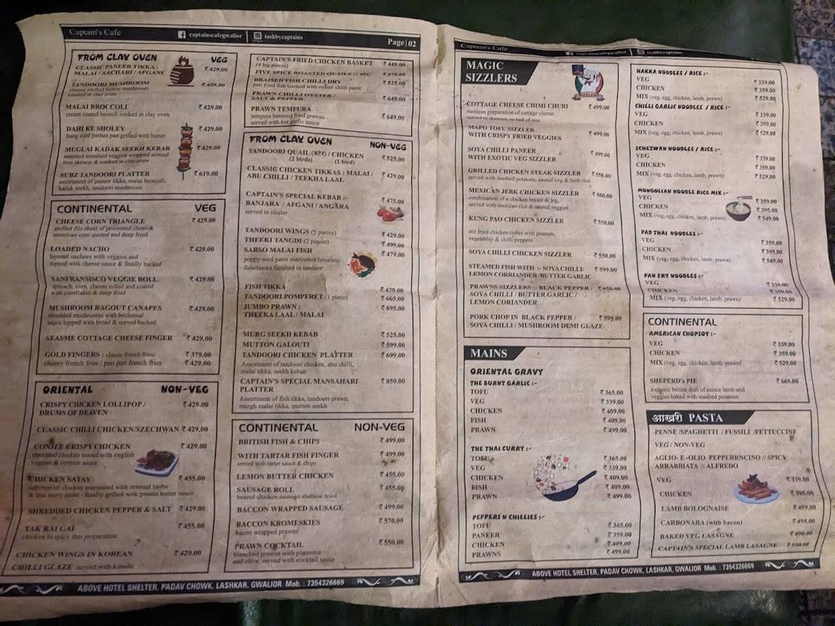 Menu at Tosh by Captain's Cafe, Gwalior