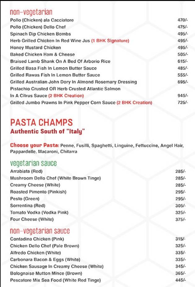 Menu at 2BHK Diner & Key Club, Pune