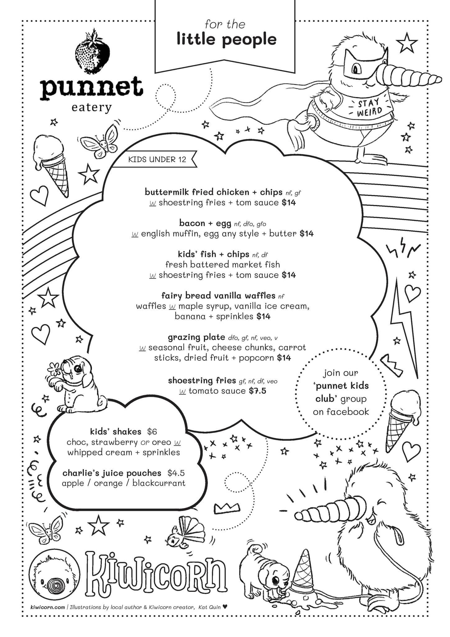 Menu at Punnet Eatery cafe, Tamahere