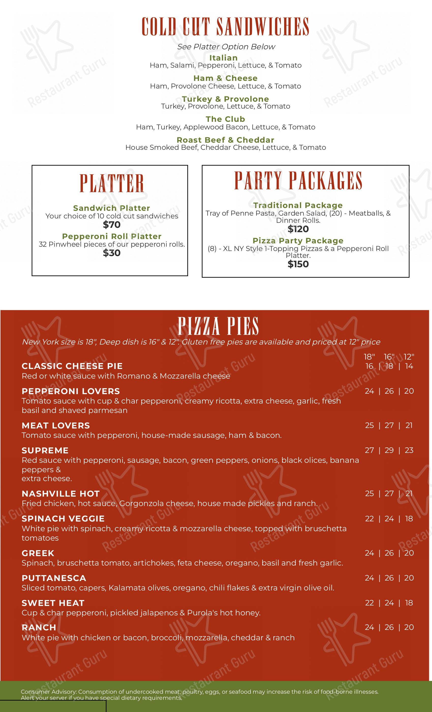 Menu at Purola's Harbor Deli restaurant, Ashtabula, Lake Ave