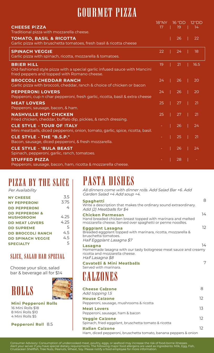 Menu at Purola's Harbor Deli restaurant, Ashtabula, Lake Ave