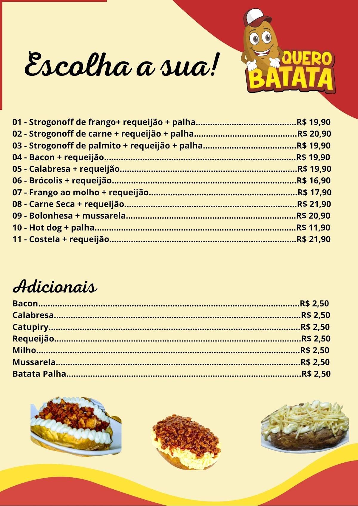 Menu at QUERO BATATA GUARAREMA pub & bar, Guararema
