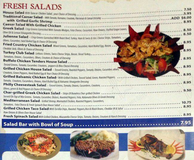 Menu at Quaker Diner restaurant, Philadelphia
