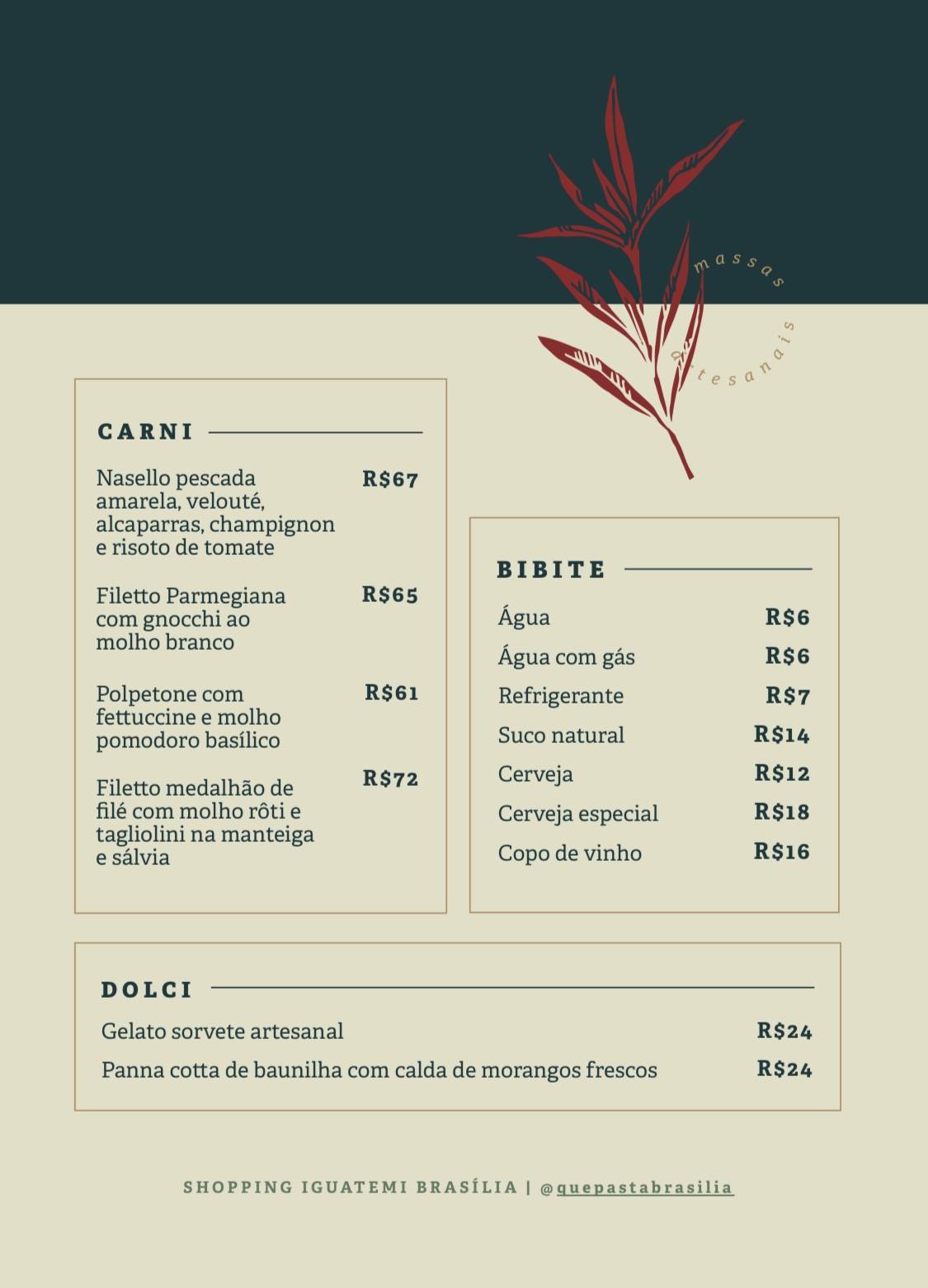 Menu em Que Pasta?! restaurante, Brasília