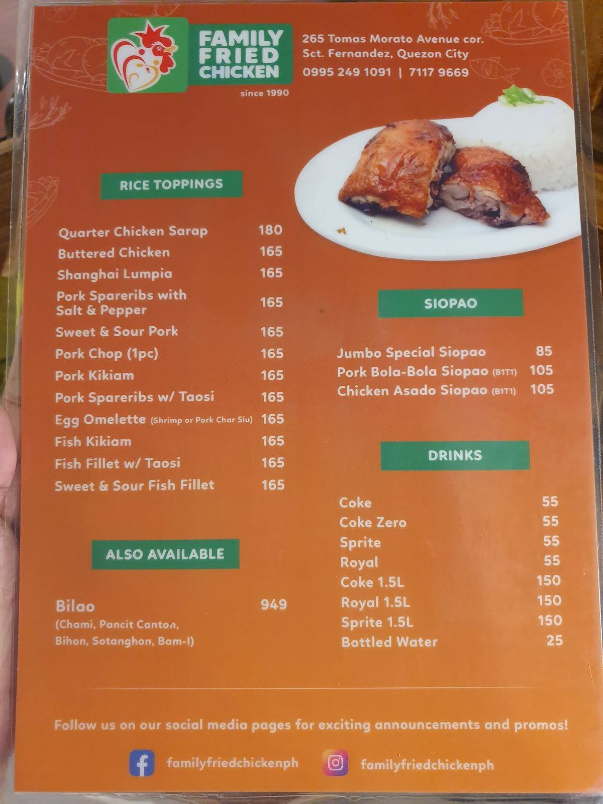 Menu at Family Fried Chicken - Tomas Morato restaurant, Quezon City