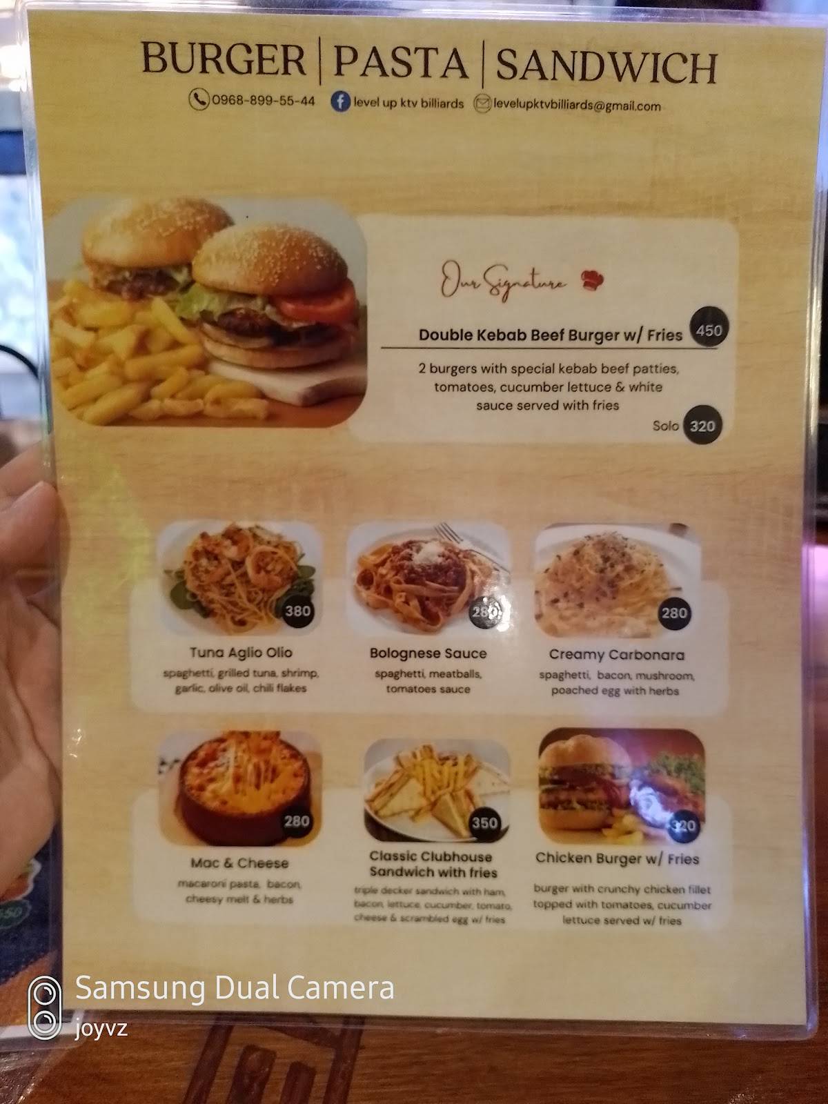 Menu at Level Up KTV Billiards pub & bar, Quezon City