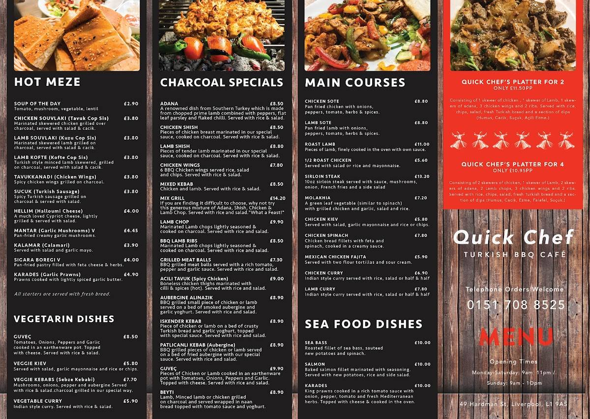 Menu at Quick Chef Turkish BBQ Cafe (Renamed as Labranda Bar & Grill ...