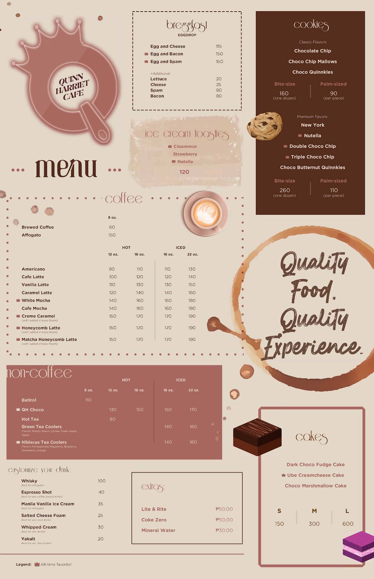 Menu at Quinn Harriet Cafe, Antipolo