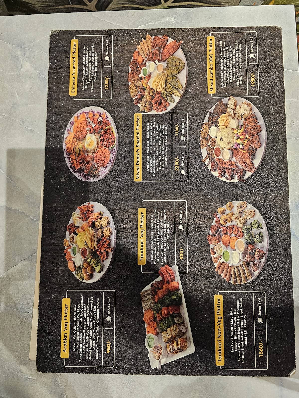 Menu at RAATA Multicuisine Restaurant, Bengaluru