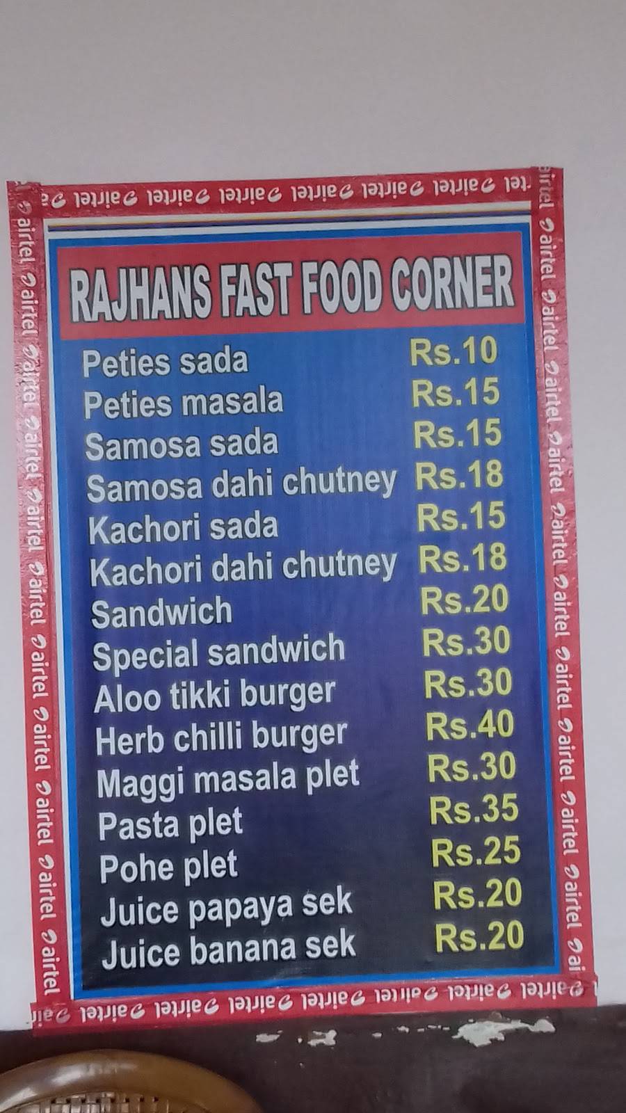 Menu at RAJHANS RESTAURENT, Sikar
