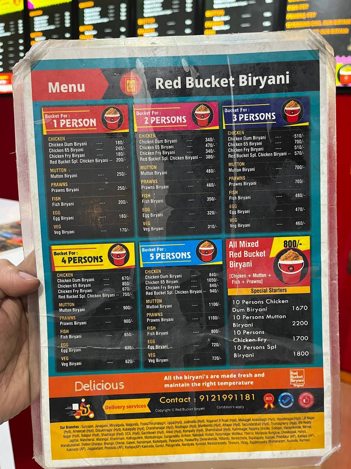 Menu at RED BUCKET BIRYANI, Hyderabad, Platinum Heights