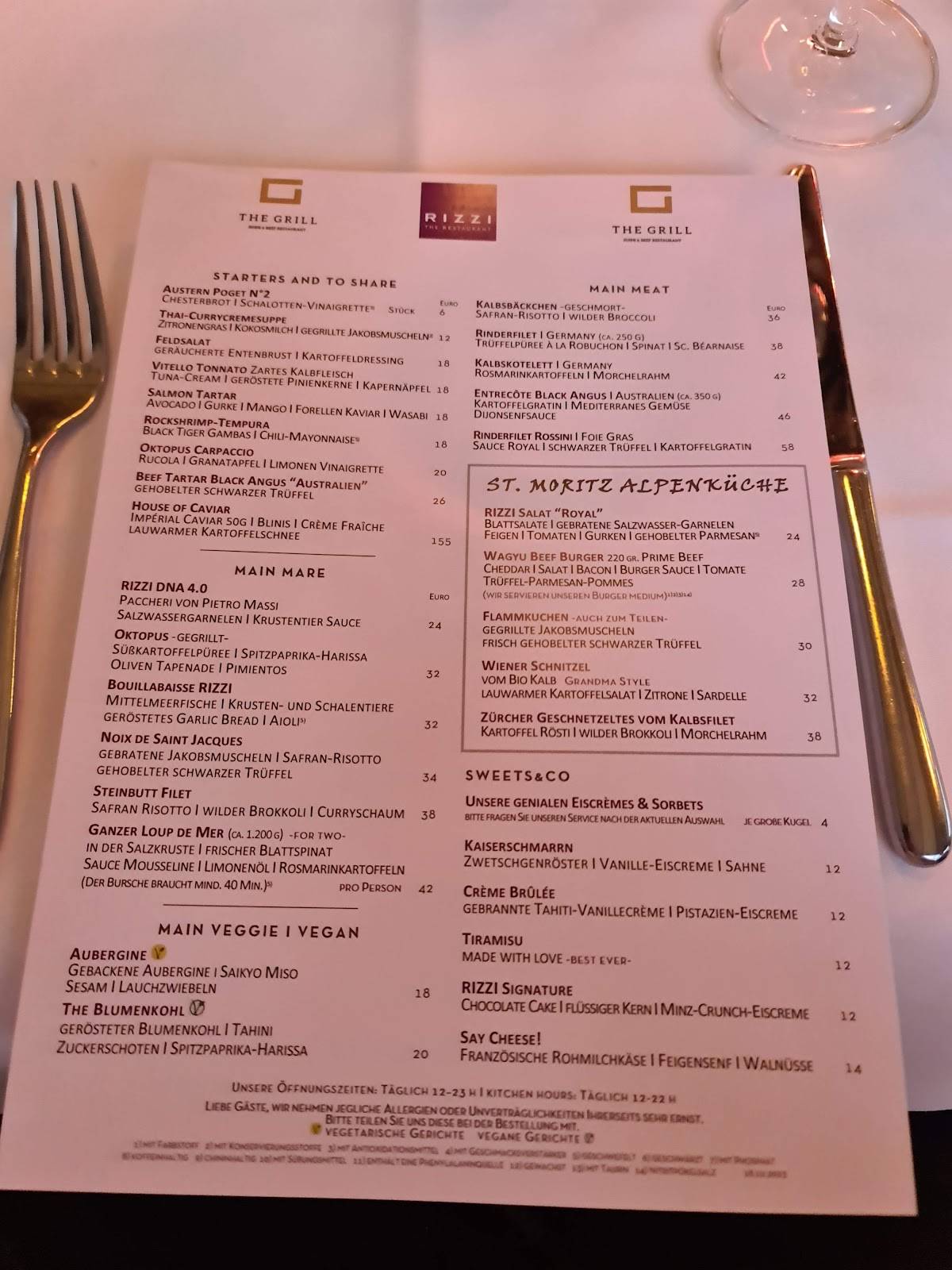 Speisekarte von RIZZI The Restaurant, Baden-Baden