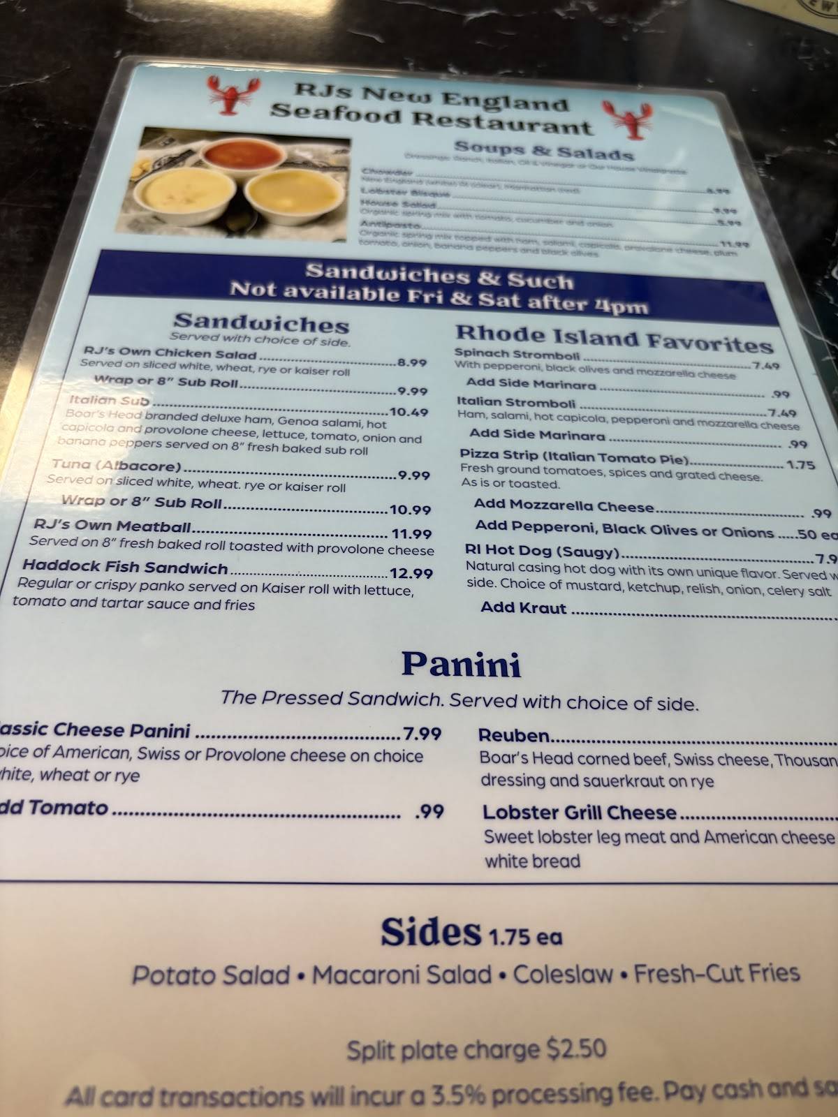 Menu at RJ's Cafe / New England Seafood, Port Charlotte