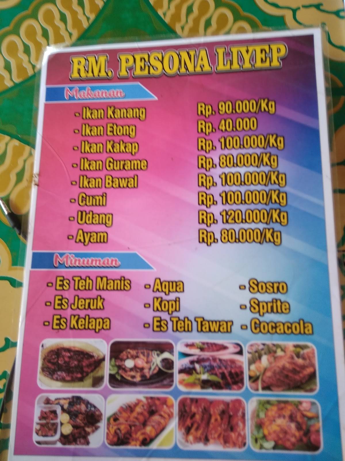 Menu at RM. Pesona Liyep restaurant, Nunuk