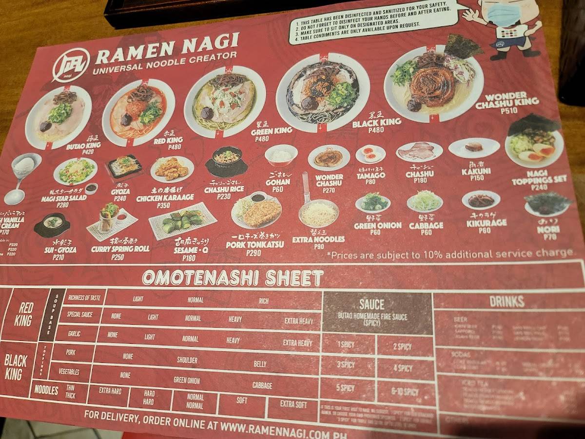 Carta del restaurante Ramen Nagi - Glorietta, Makati