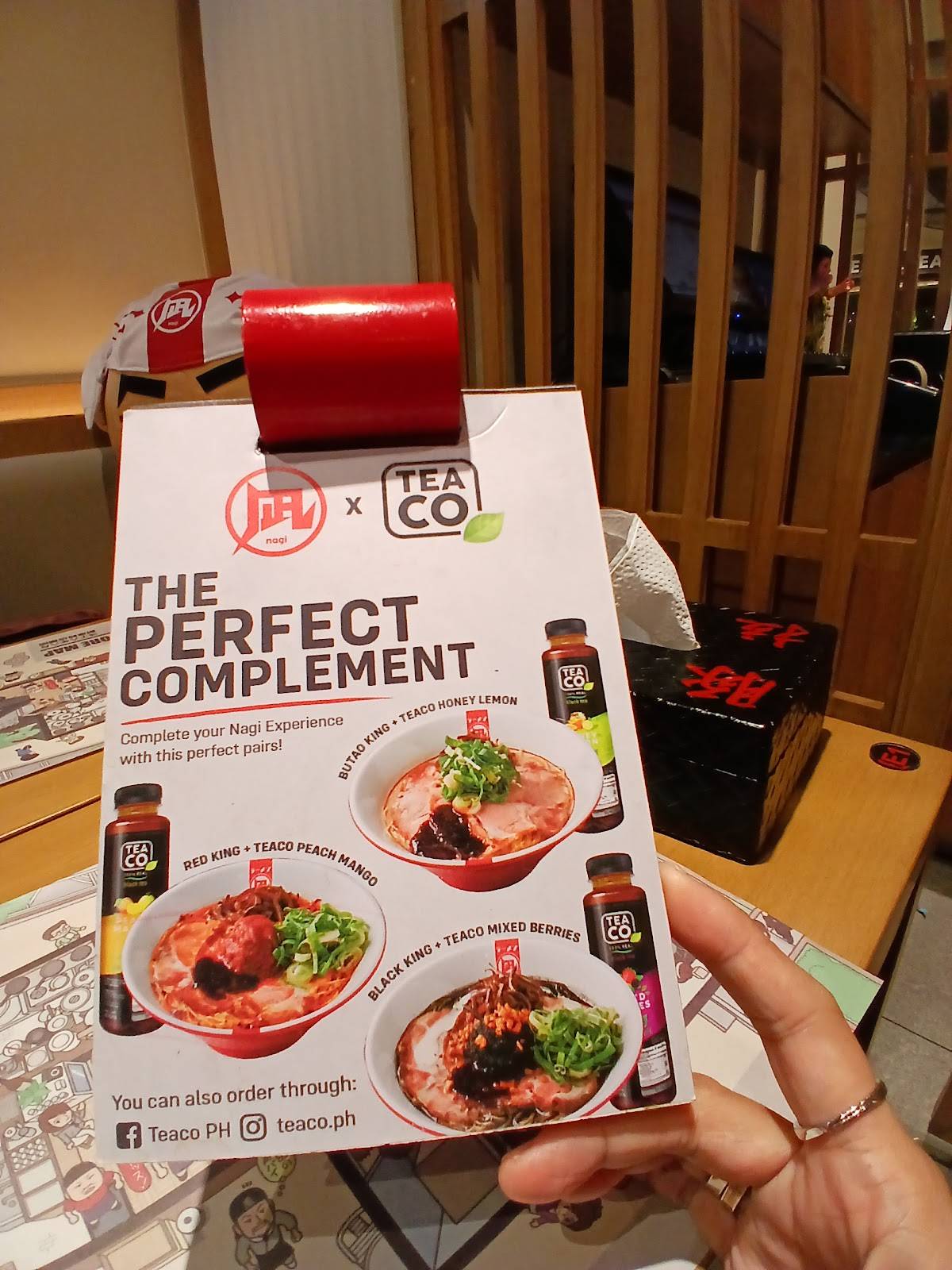 Menu at Ramen Nagi Shangrila restaurant, Mandaluyong