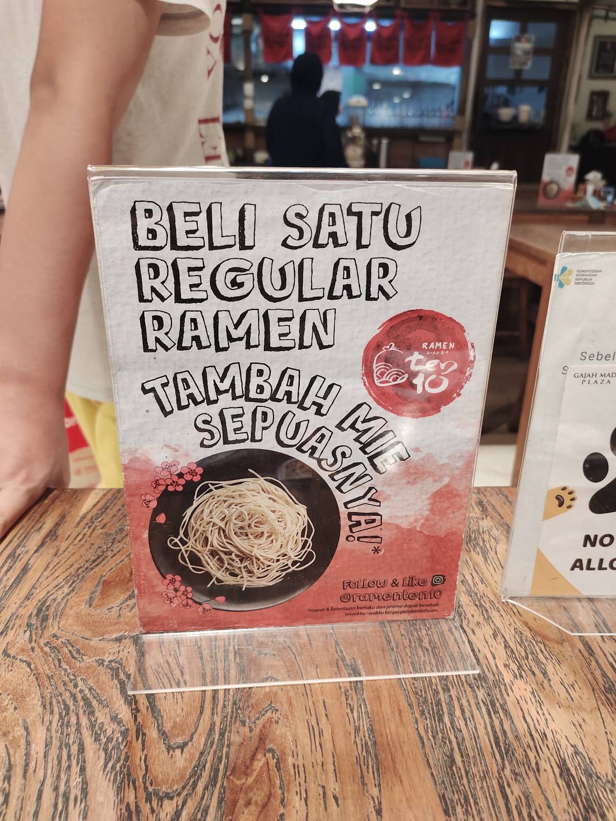 Menu at Ramen Ten 10 - Gajah Mada Plaza restaurant, Central Jakarta