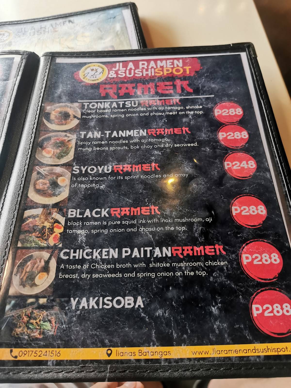 Menu at Ramen and Sushi Spot restaurant, Santo Tomas