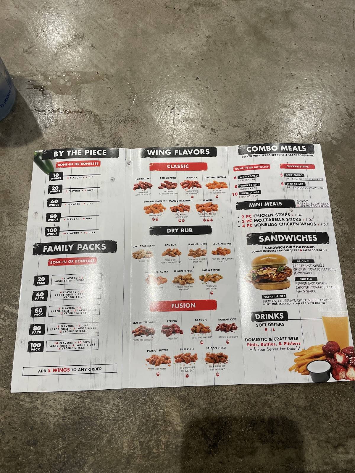 Menu at Fire Wings restaurant, Rancho Cucamonga