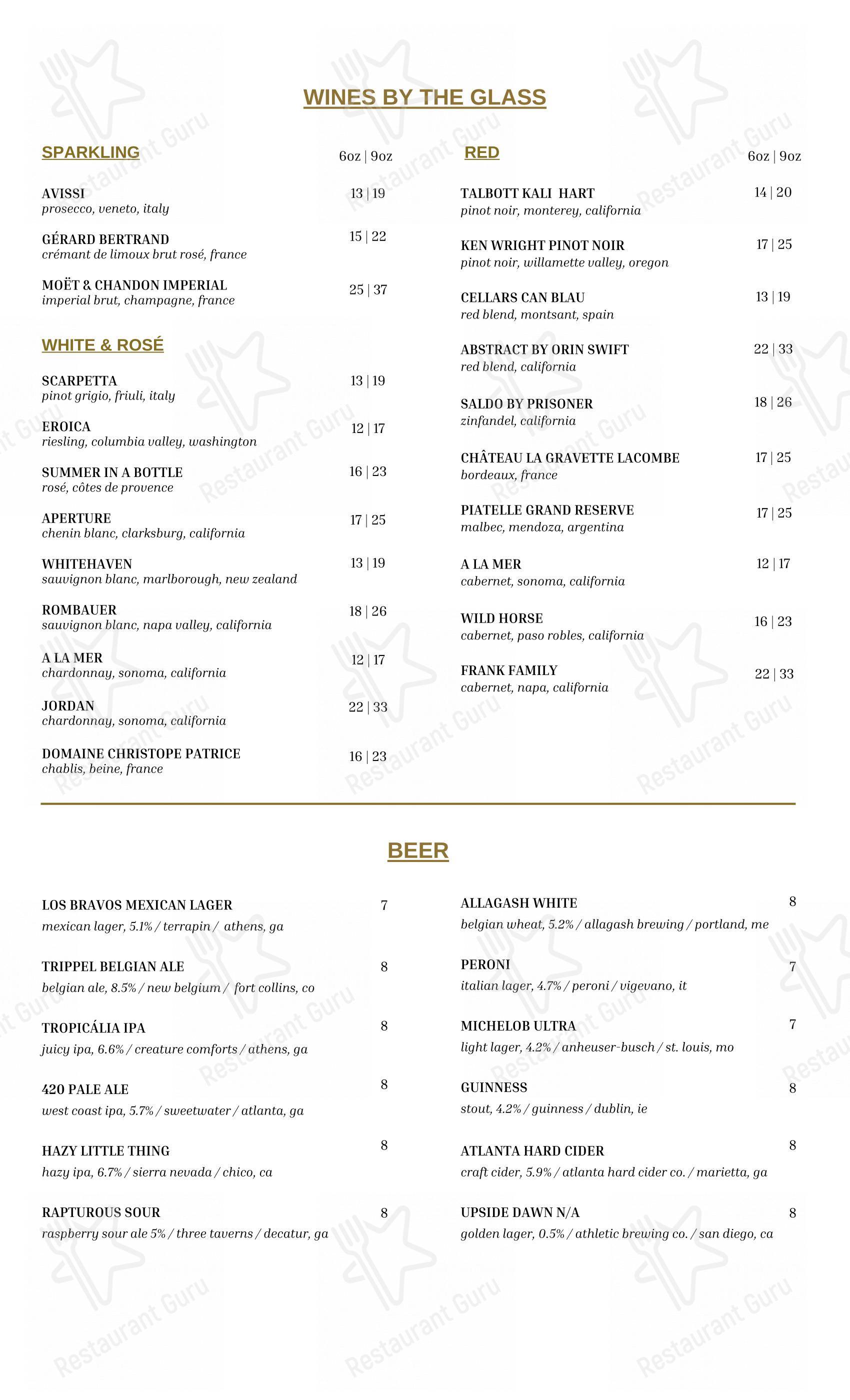 Menu at Ray's on the River steakhouse, Sandy Springs