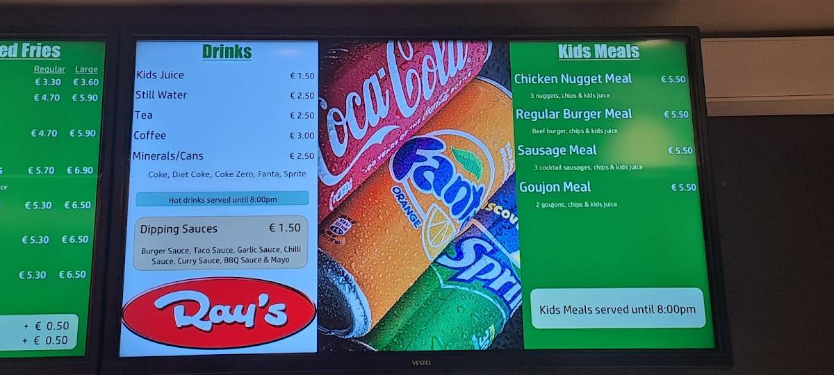 Menu at Ray's restaurant, Wexford